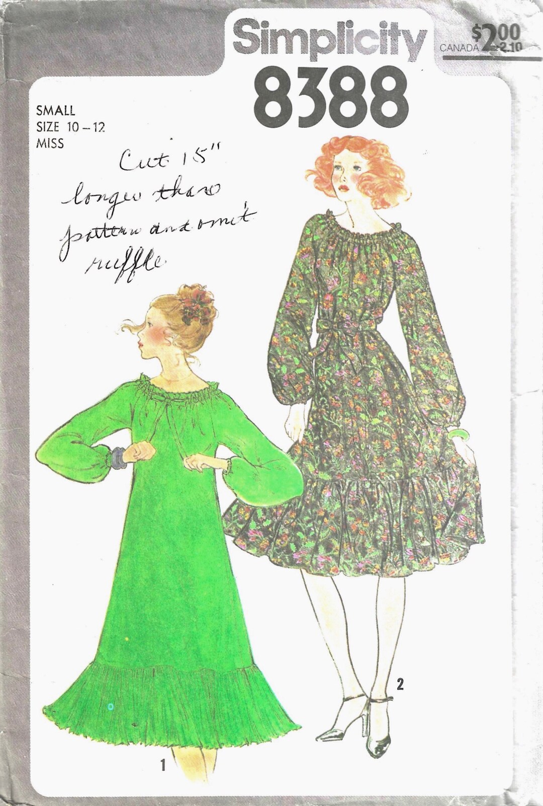 1970's Boho Pullover Dress With Long Full Raglan Sleeves and Ruffled ...