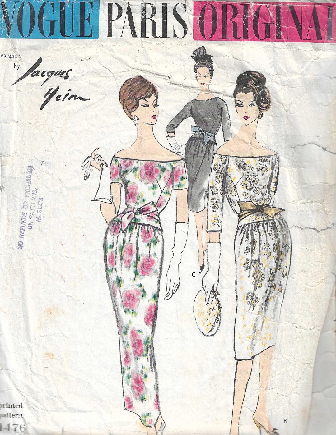 Rare 1950's Jacques Heim Vogue Paris Original 1476 Sewing Pattern ...