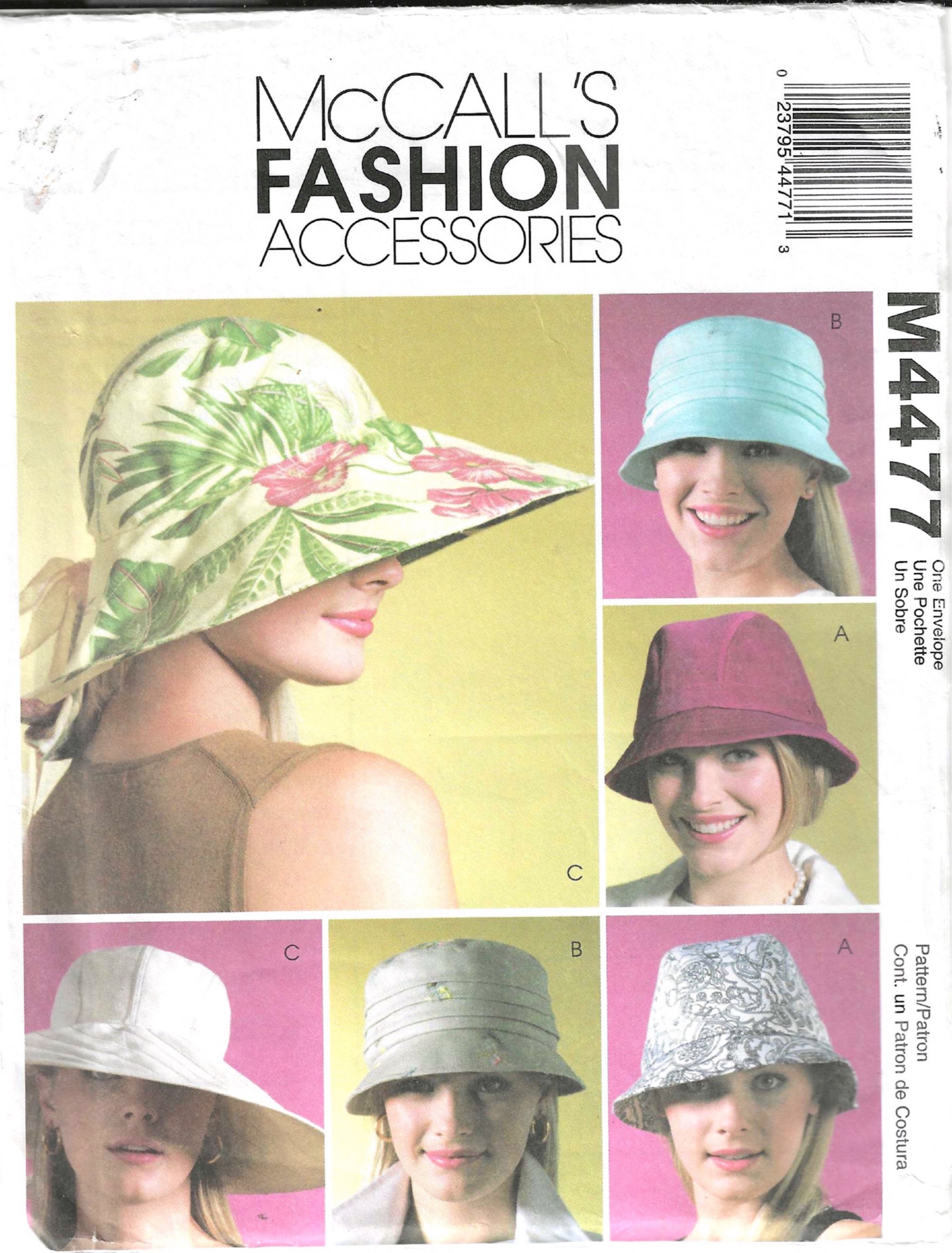 Three Lined Hats in All Sizes Mccall's M4477 Sewing Pattern Chapeaux Four Jeune Femme Hats With ...