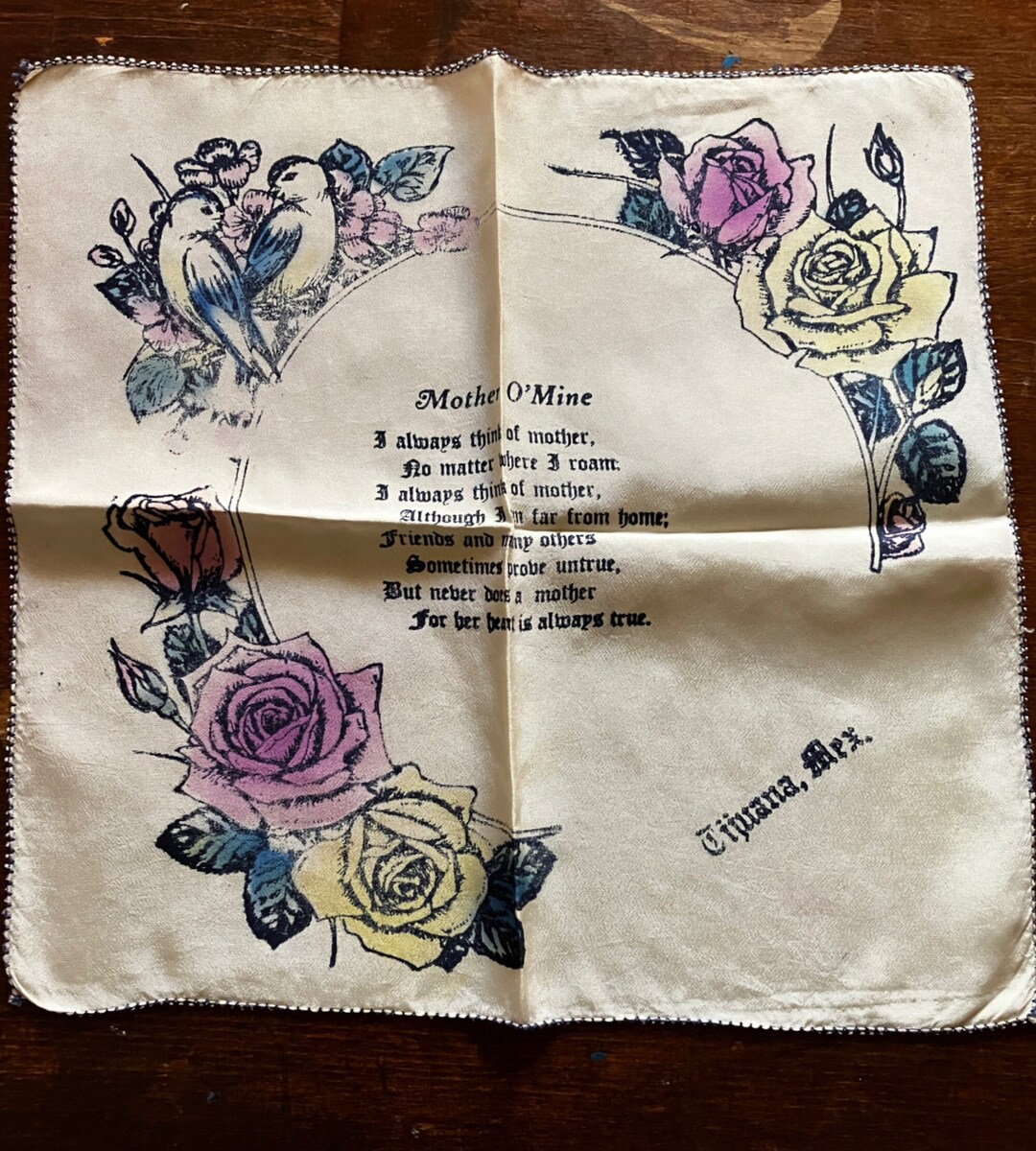 1950's Poem to Mom on Souvenir Handkerchief From Tijuana Mexico Mothers ...
