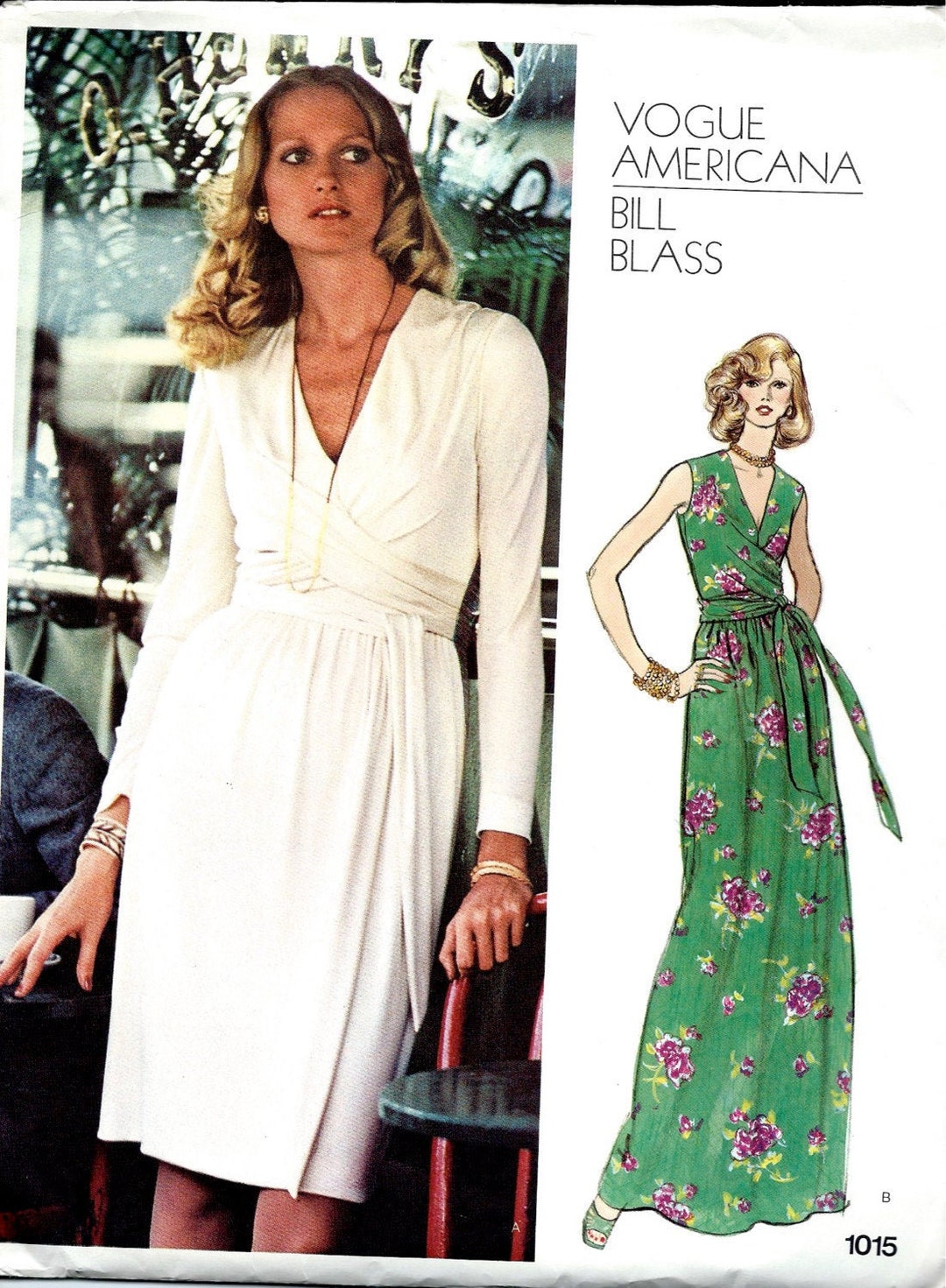 1970's Vogue Sewing Pattern No. 1015 by Bill Blass Evening Dress With ...
