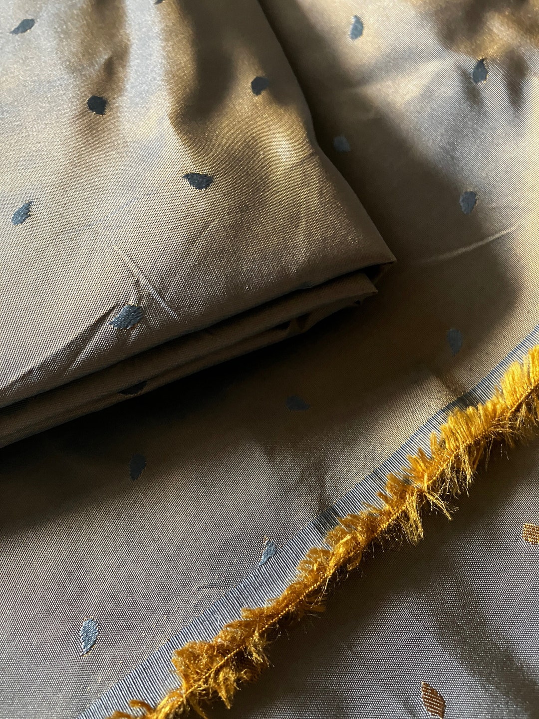 Elegant Silk Taffeta Textile Has Two Tone Sharkskin Weave of Clay Blue ...
