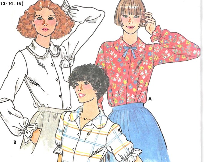 1970's Set of Semi-fitted Blouses With Shaped Collar Butterick Sewing ...