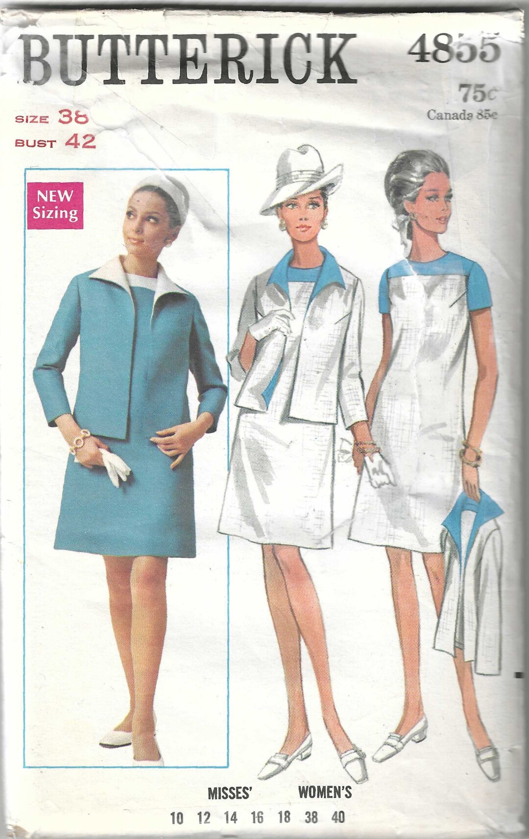 1960's Butterick Sewing Pattern No. 4855 A-line Dress With Contrast ...