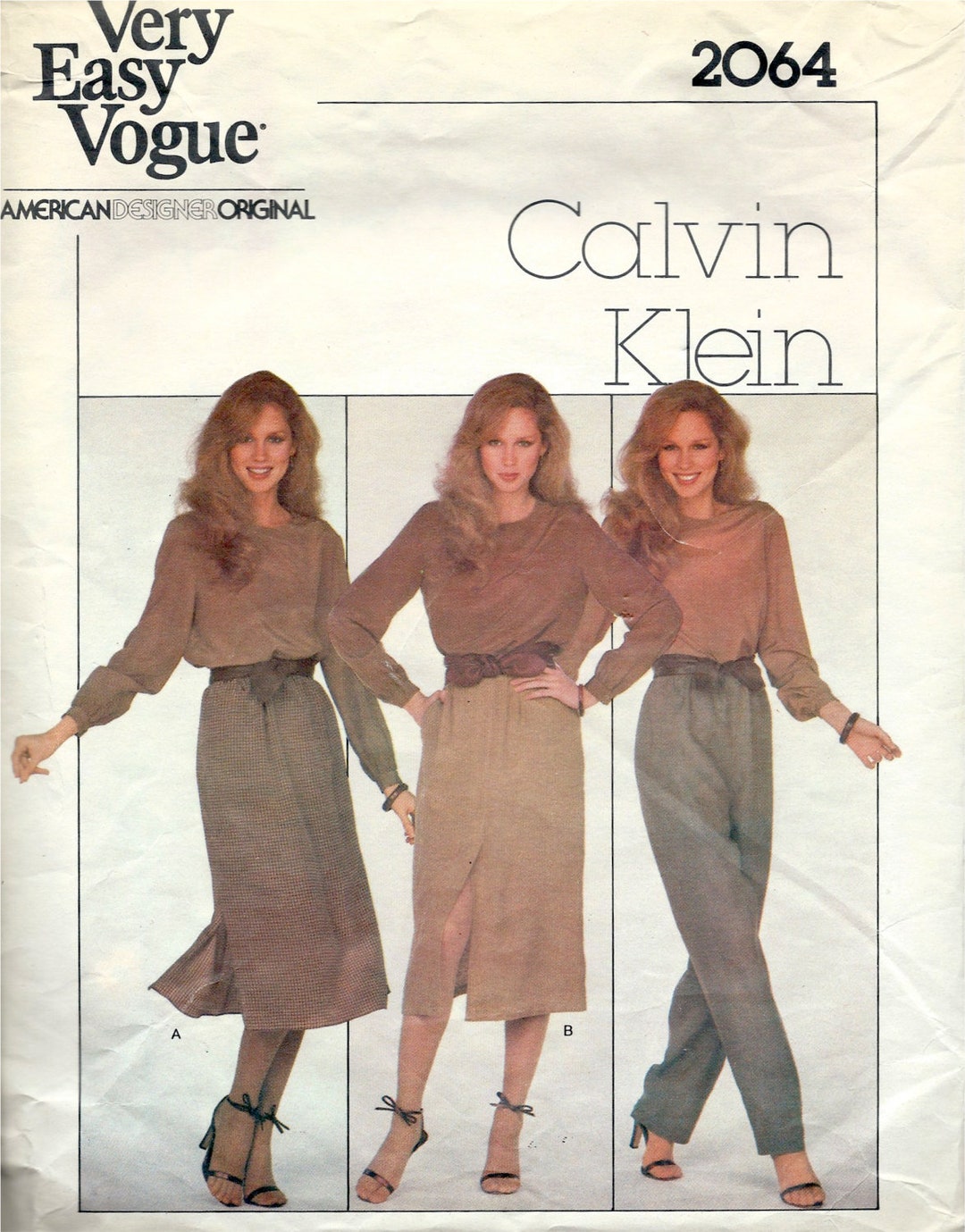 1970's Vogue 2064 Calvin Klein Sewing Pattern Straight Skirt and Slim ...