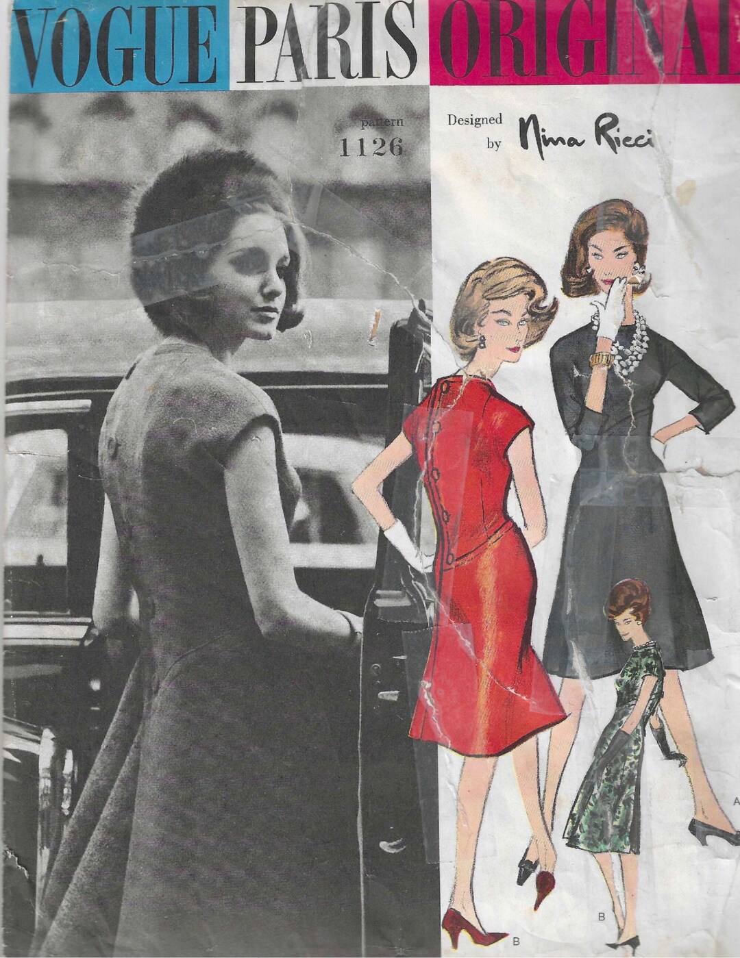 Rare Vogue 1126 by Nina Ricci 1960's Sewing Pattern Dress With Seam ...