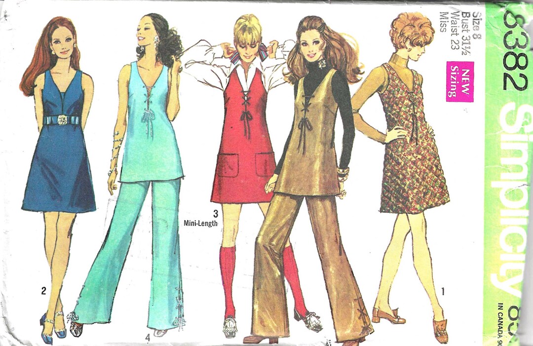 1969 Simplicity Sewing Pattern 8382 A-line Dress Jumper or Tunic and ...