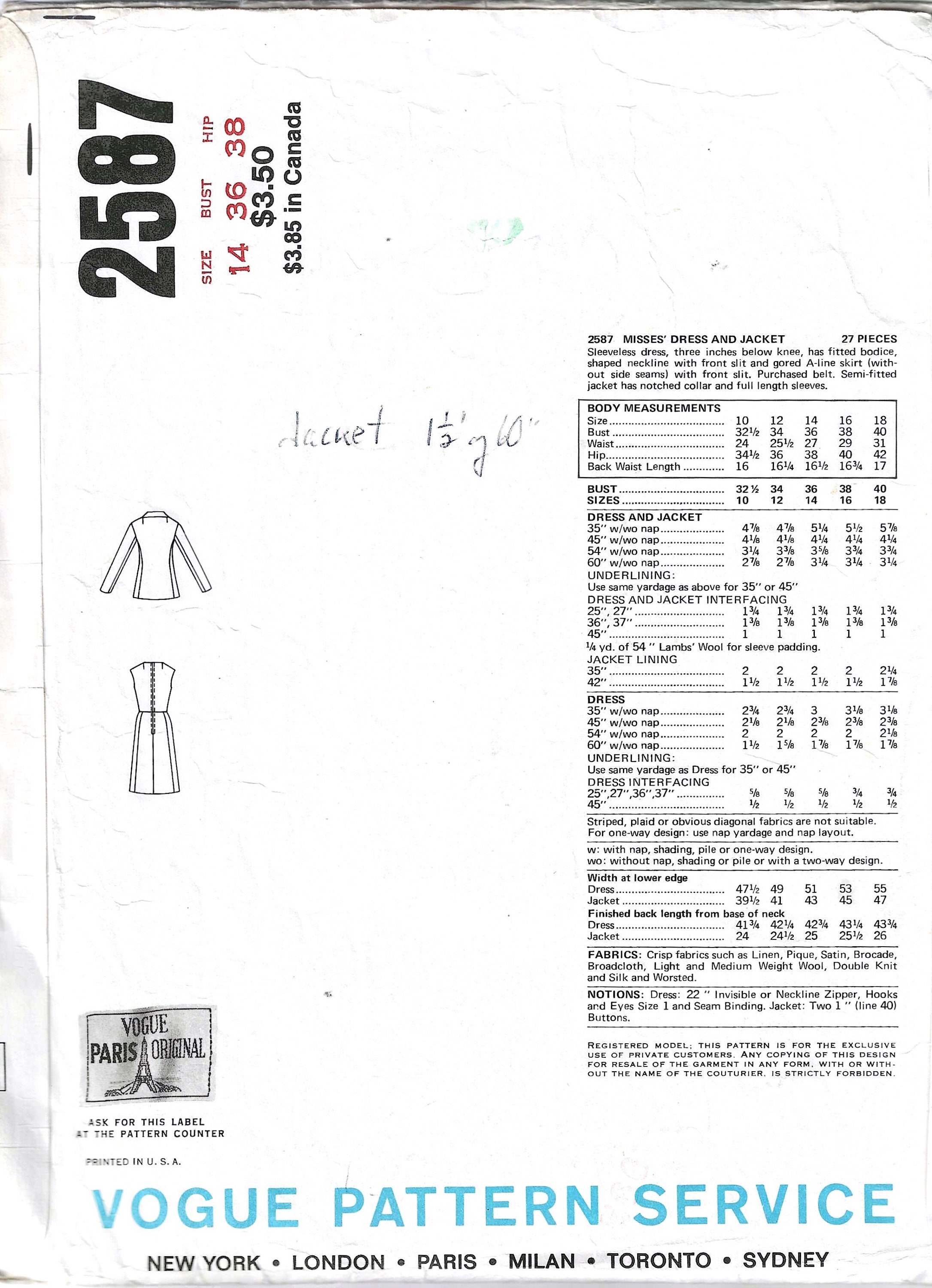Rare 1970's Vogue Paris Original 2587 Givenchy Mod A-line Sleeveless ...