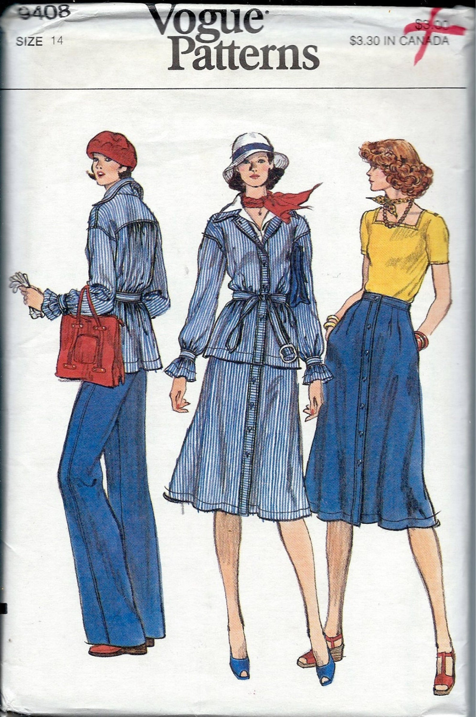 1970's Vogue Sewing Pattern No. 9408 Loose Fitting Button Jacket With ...