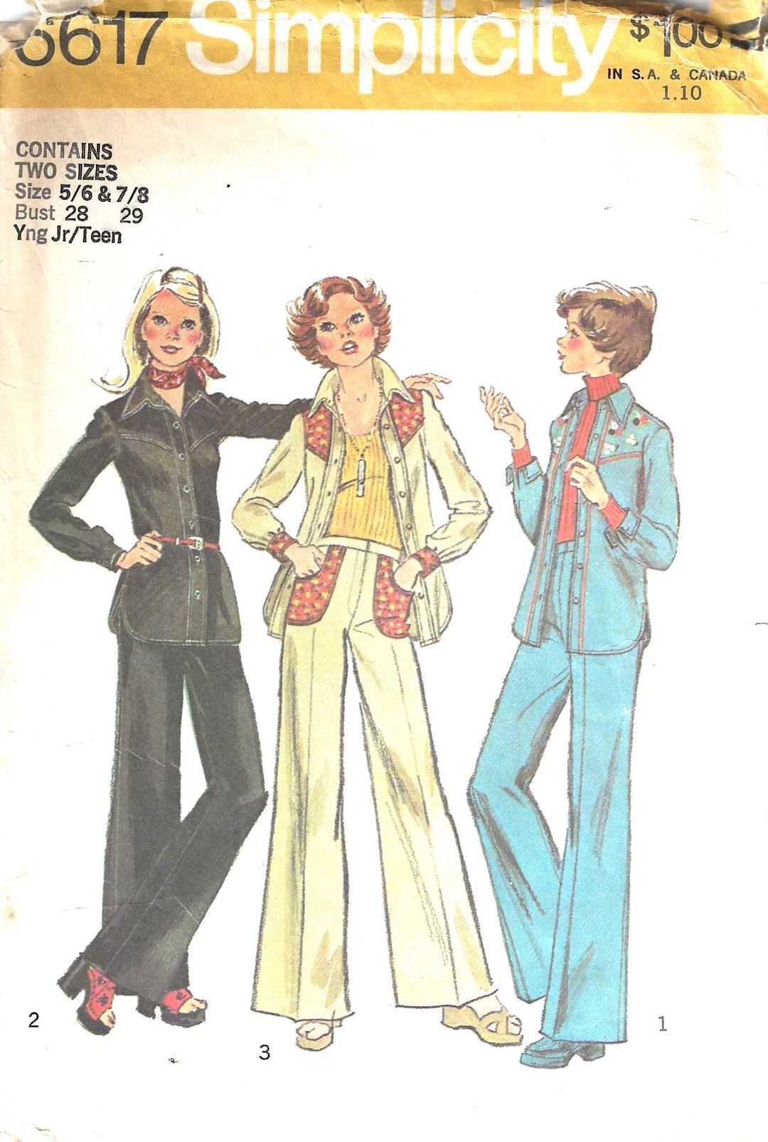Vintage Simplicity 6617 Sewing Pattern Teen Ranch Wear Western Front ...