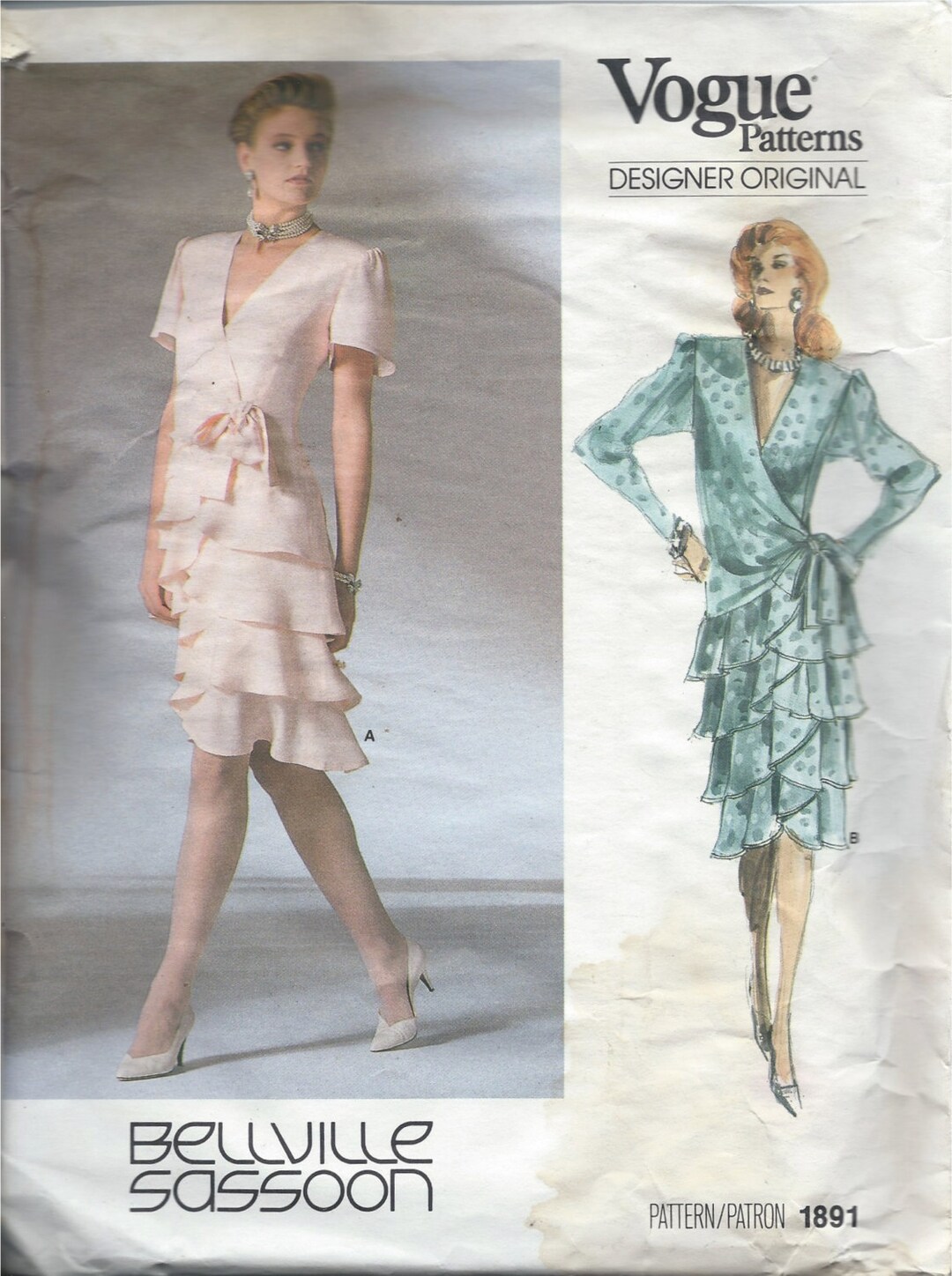 1980's Vogue Original Sewing Pattern No. 1891 by Bellville Sassoon ...