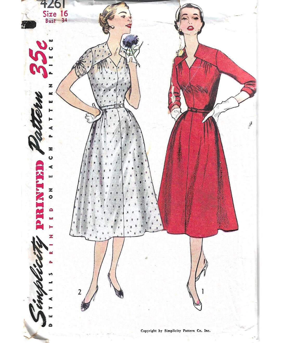 1950's Cocktail Party Dress Simplicity Sewing Pattern No. 4261 Mother ...