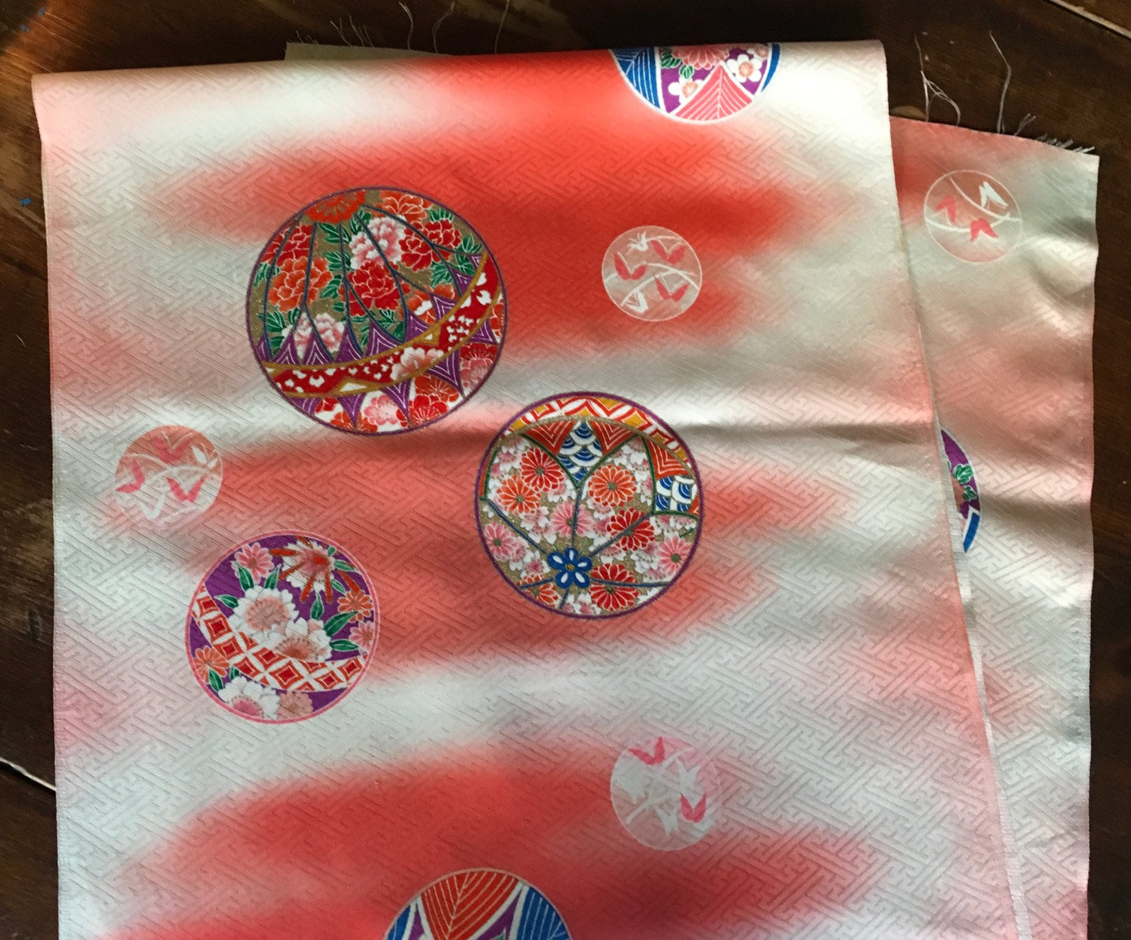 Japanese Rinzu Silk Fabric Panel Temari Balls Floating on - Etsy