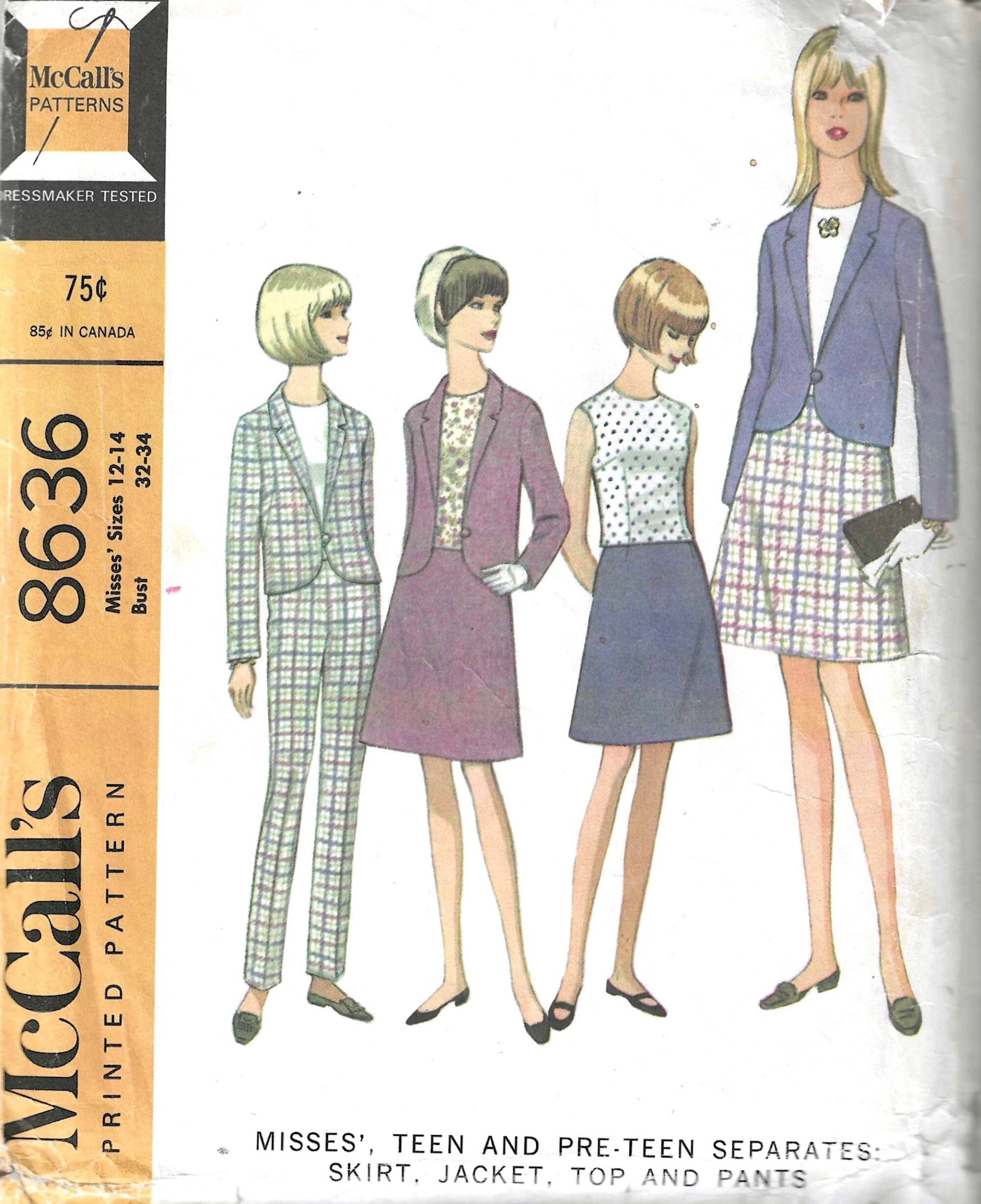 1960's Mod Teen Suit Cut Away Jacket Slim Pants Fared Skirt & Fitted ...