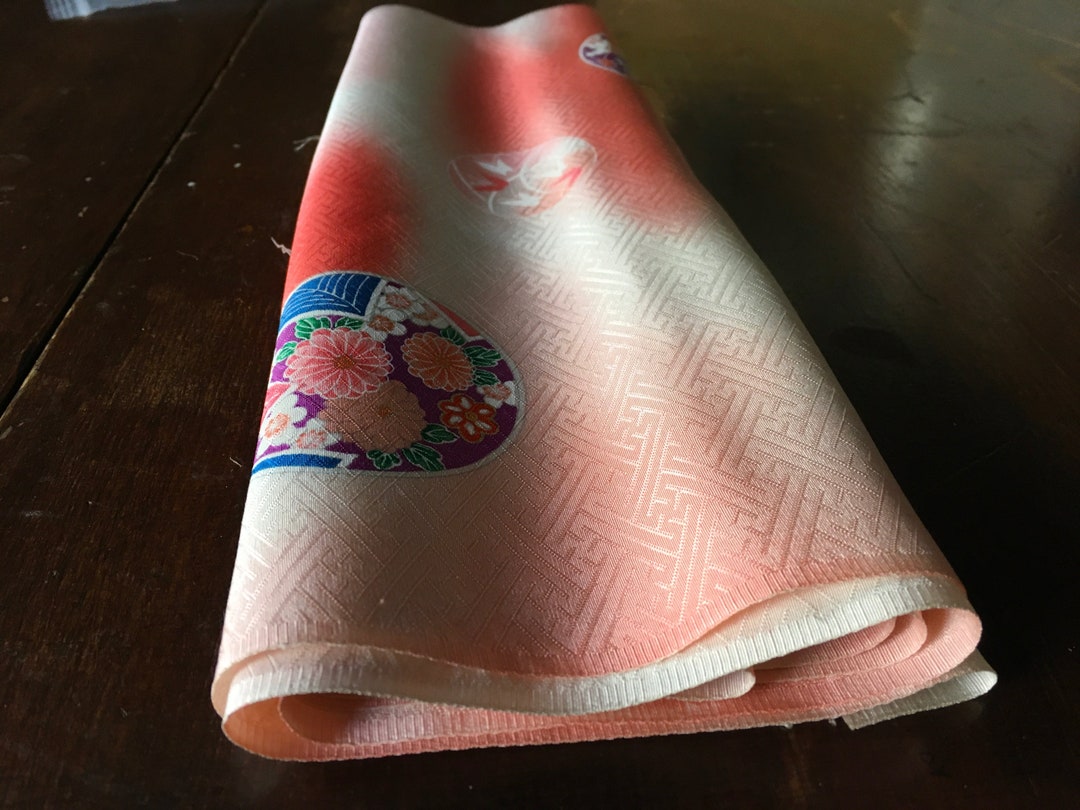 Japanese Rinzu Silk Fabric Panel Temari Balls Floating on Textured ...