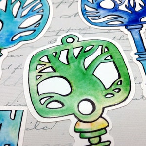 Skeleton Key Bookmark, Laminated Watercolor Trees, Book Worm Gift - Etsy