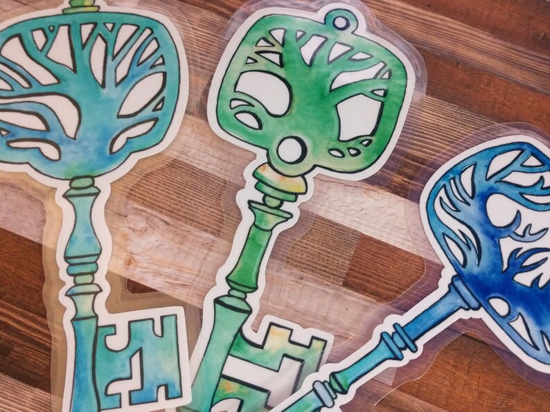 Skeleton Key Bookmark Laminated Watercolor Trees Book Worm - Etsy