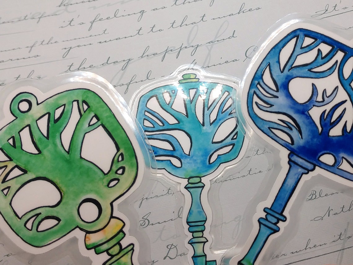 Skeleton Key Bookmark Laminated Watercolor Trees Book Worm - Etsy