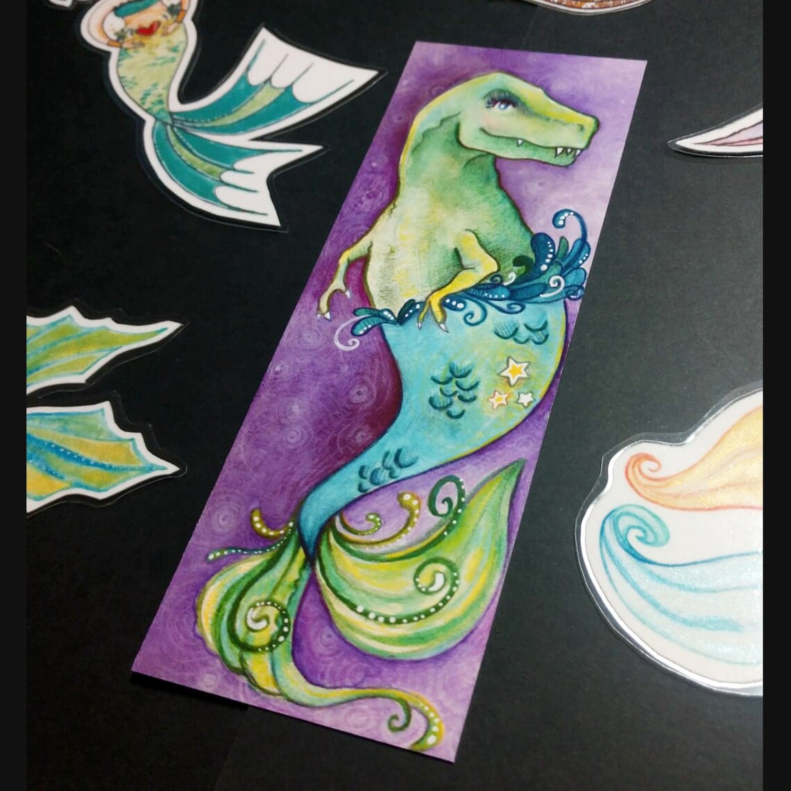 Dinosaur Mermaid Magical Tyrannosaurus Rex Watercolor - Etsy Sweden