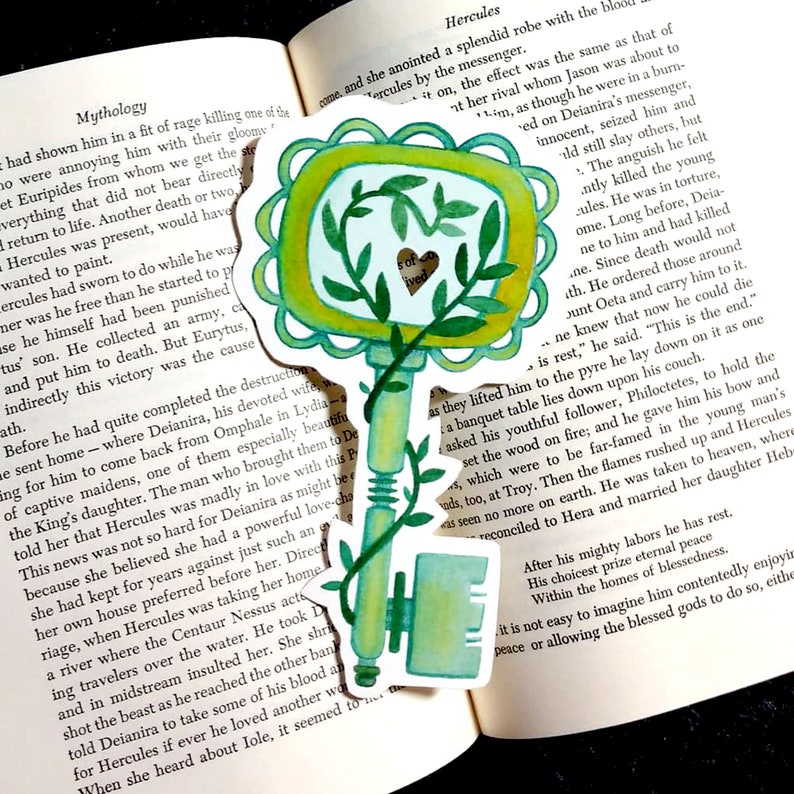 Leafy Skelton Key Bookmark Watercolor Art Prints - Etsy