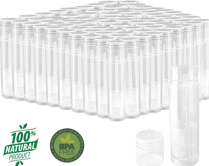 Lip Balm Container- Tubes Plus Cap- Empty- Clear or White- Pack of 25 ...