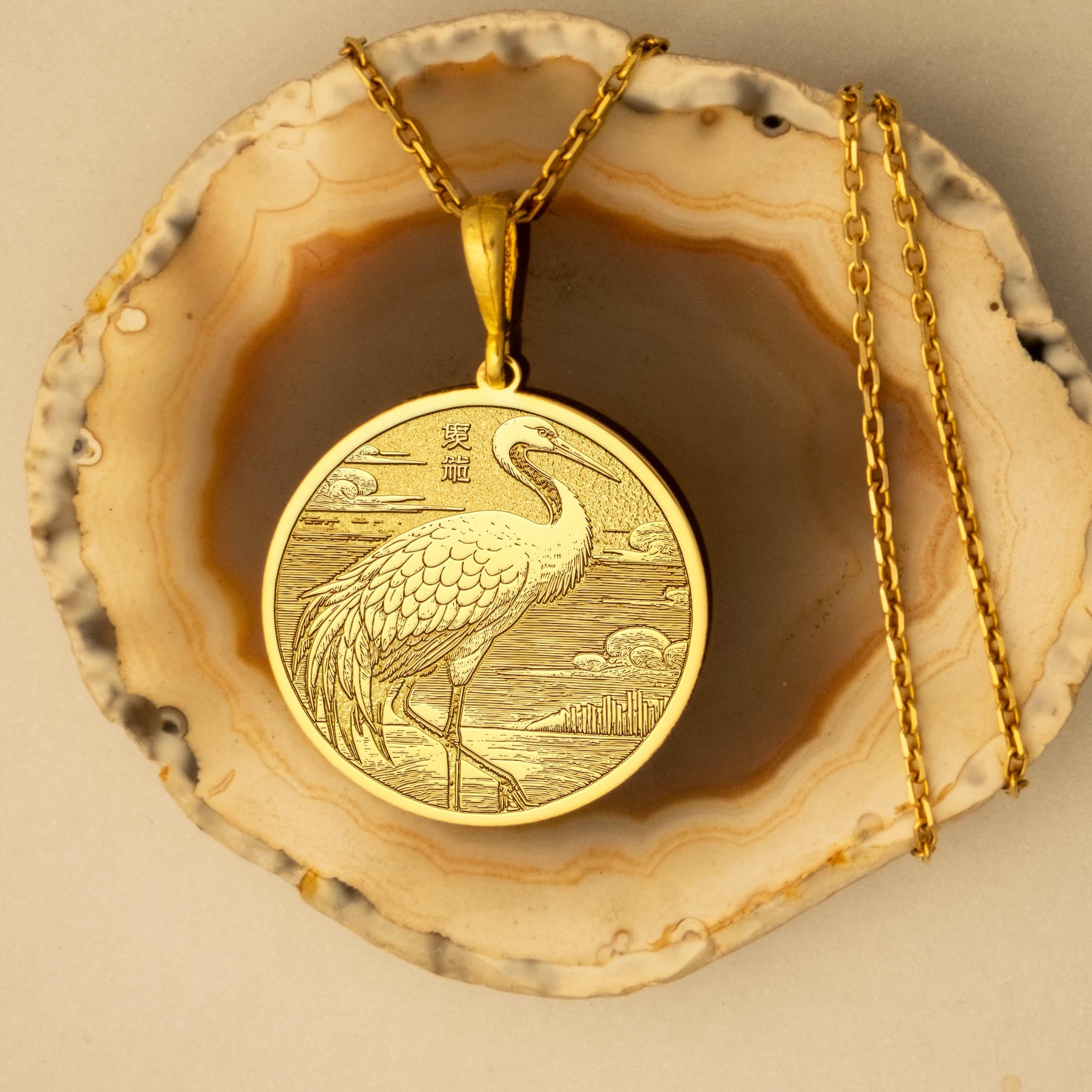 Crane Necklace – Sacred Turna Bird Medallion | Symbol of Longevity ...
