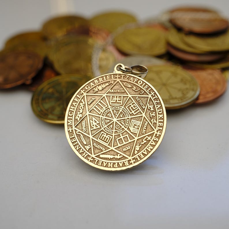 Archangel Sigil Pendant: Oxidized Silver Spiritual Protection Necklace ...