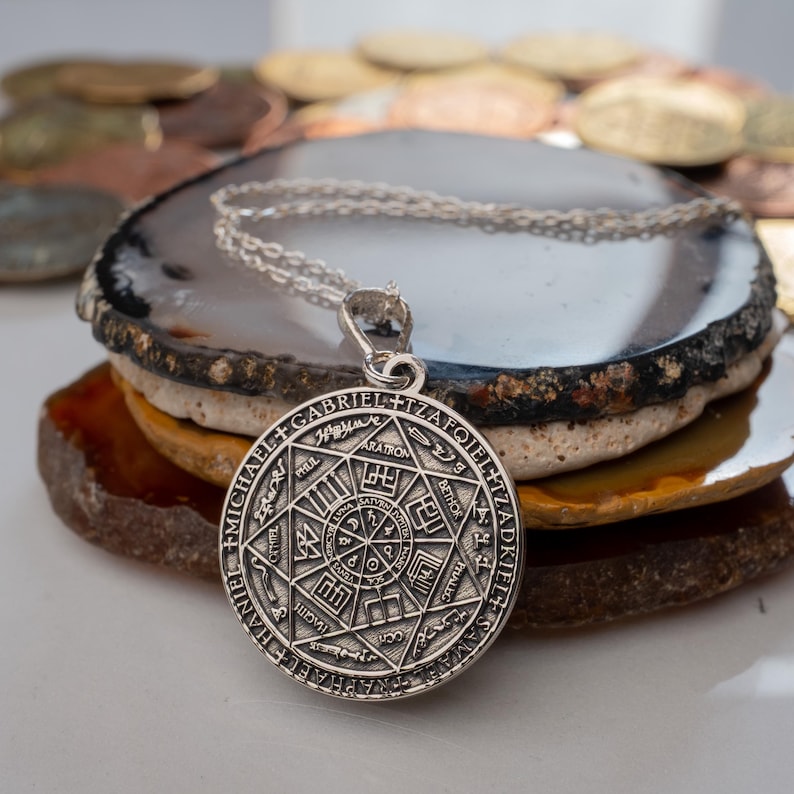 Archangel Sigil Pendant: Oxidized Silver Spiritual Protection Necklace ...
