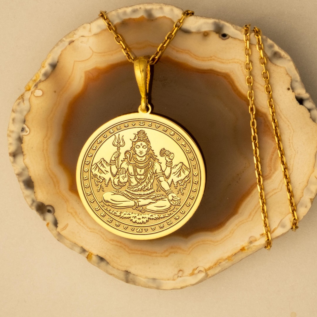 14k Solid Gold Shiva Necklace | Lord Shiva Pendant | Meditation ...