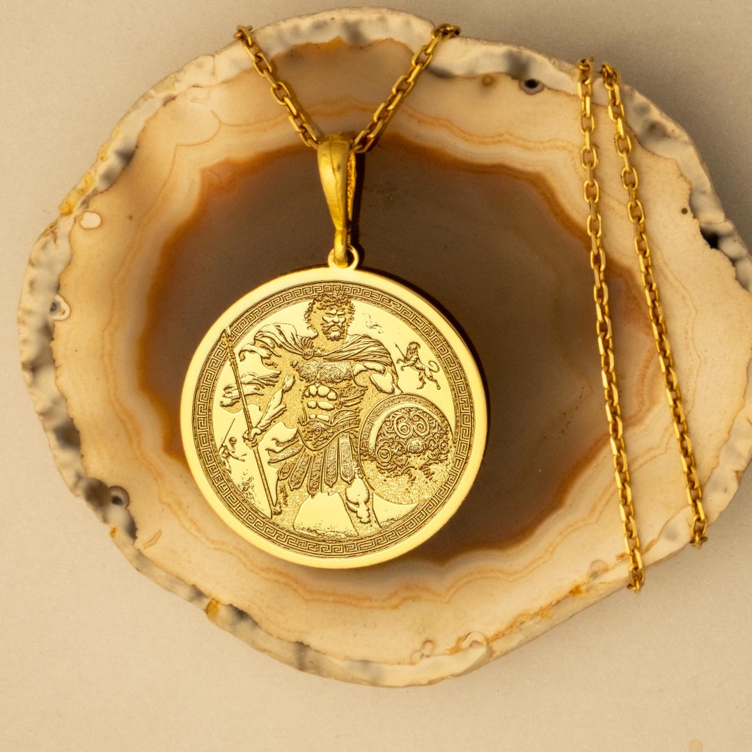 Ares Necklace – Gold Plated Greek God Pendant, Warrior Jewelry - Etsy
