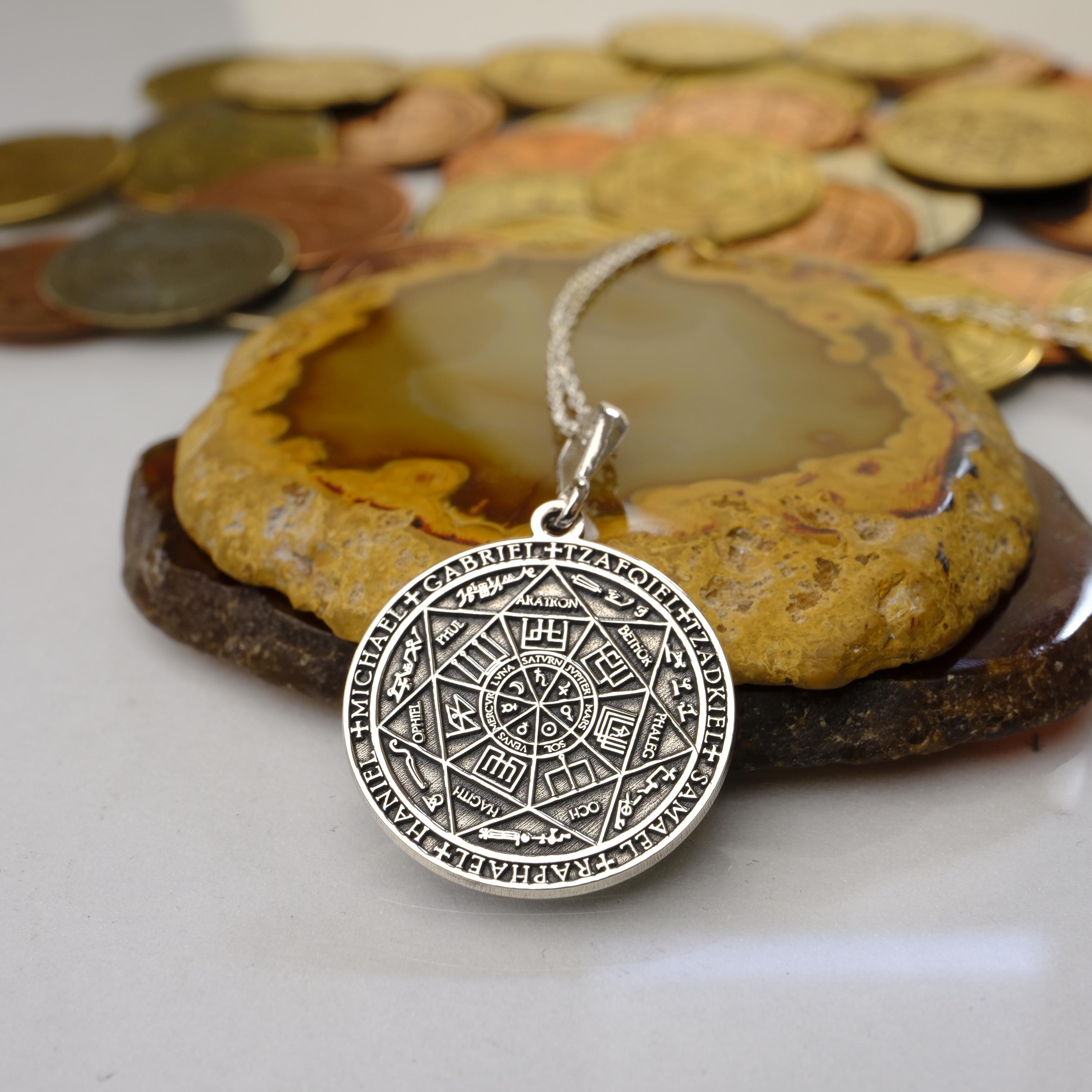 Archangel Sigil Pendant: Oxidized Silver Spiritual Protection Necklace ...