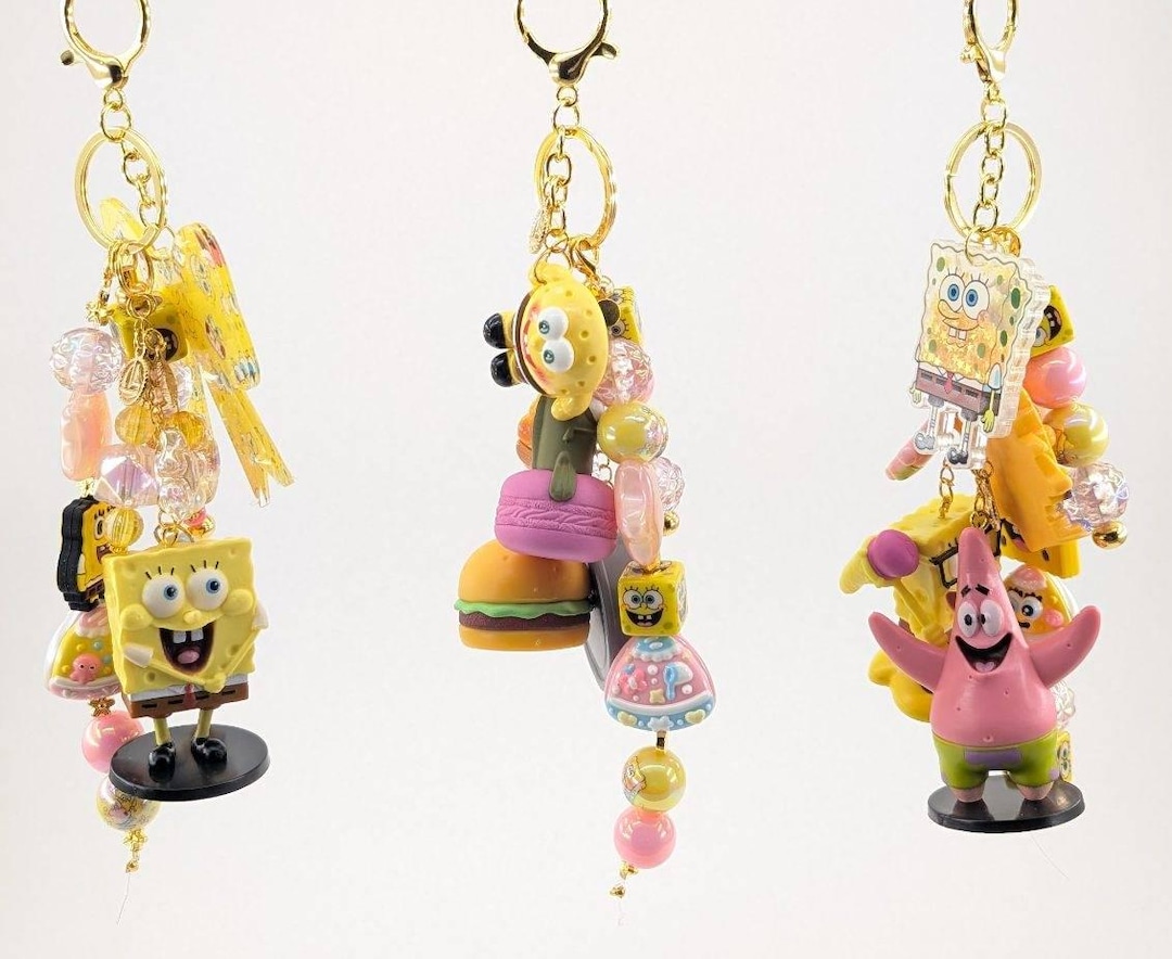 Yellow Sponge Guy Bag / Journal Charms – 3 Options | Upcycled Figurines ...