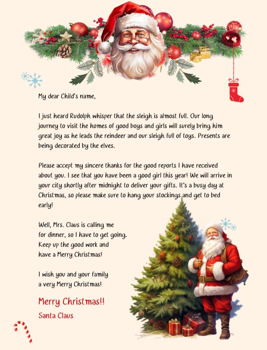 Letter to Santa Printable Template Editable Christmas Letter ...