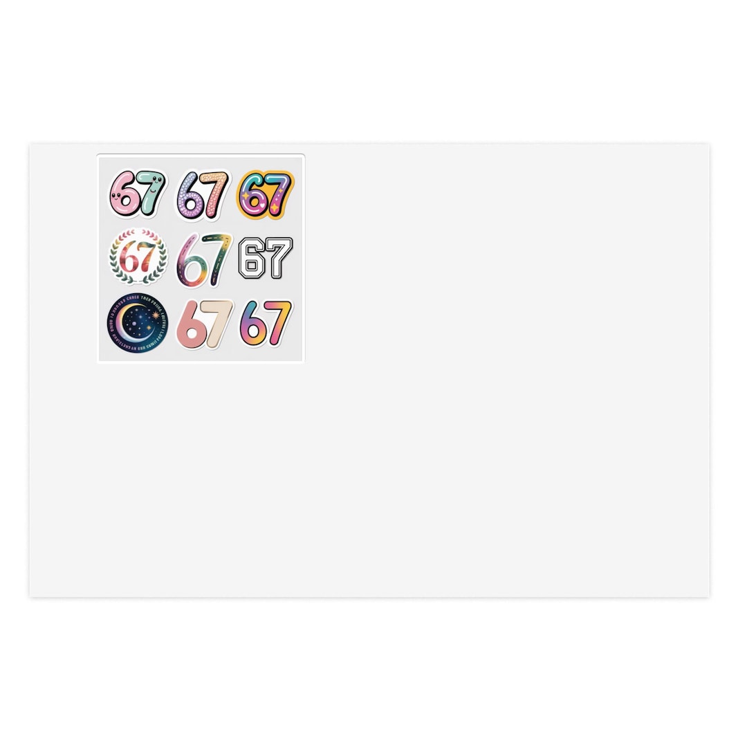 Retro Rainbow 67 Sticker Sheet | Number Decal Stickers - Etsy