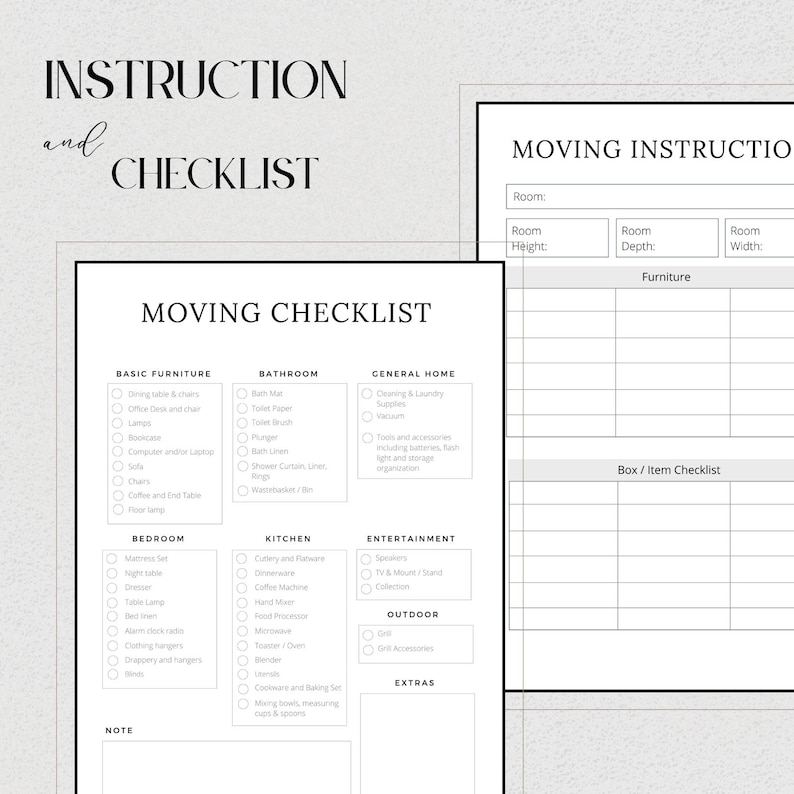 Relocation Planner | Moving Checklist | Binder | Labels | Garage Sale ...