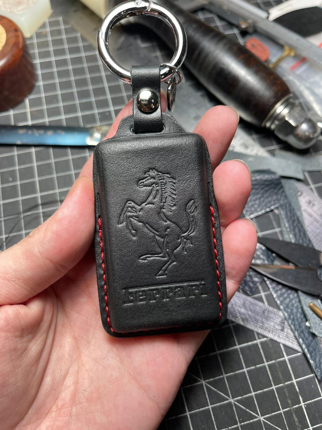 Ferrari Leather Key Fob Cover Roma 488 GTB Portofino Roma SF90 812 GTS ...