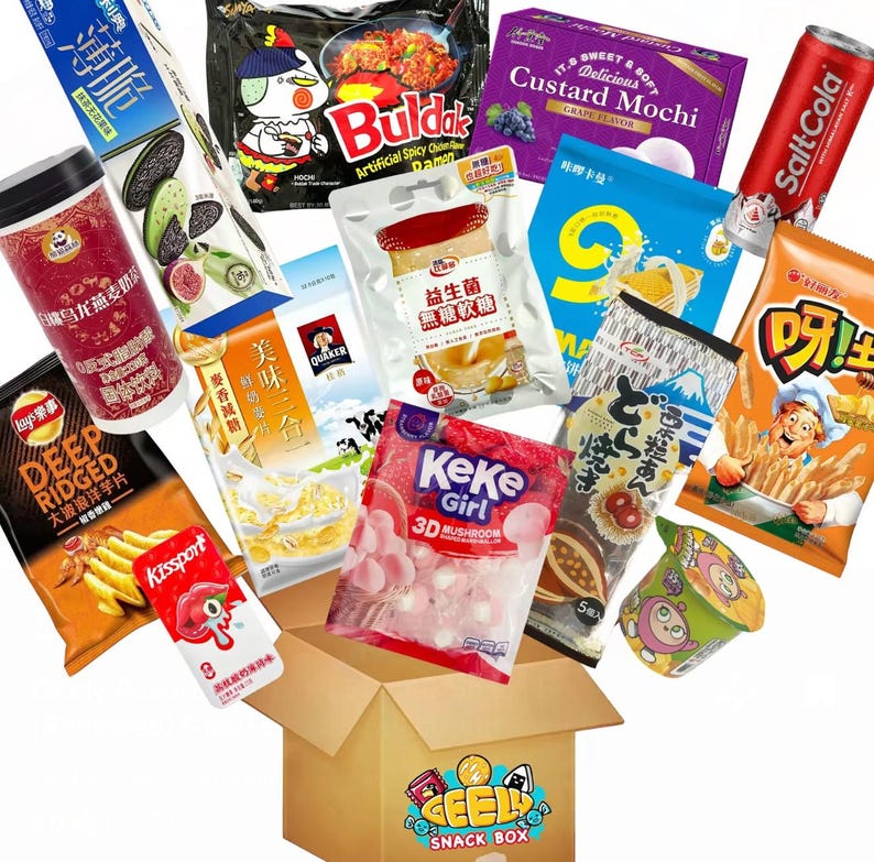 8LB Asian Snack Box With Drinks, Ramen, Candy, Cookies and More - Etsy