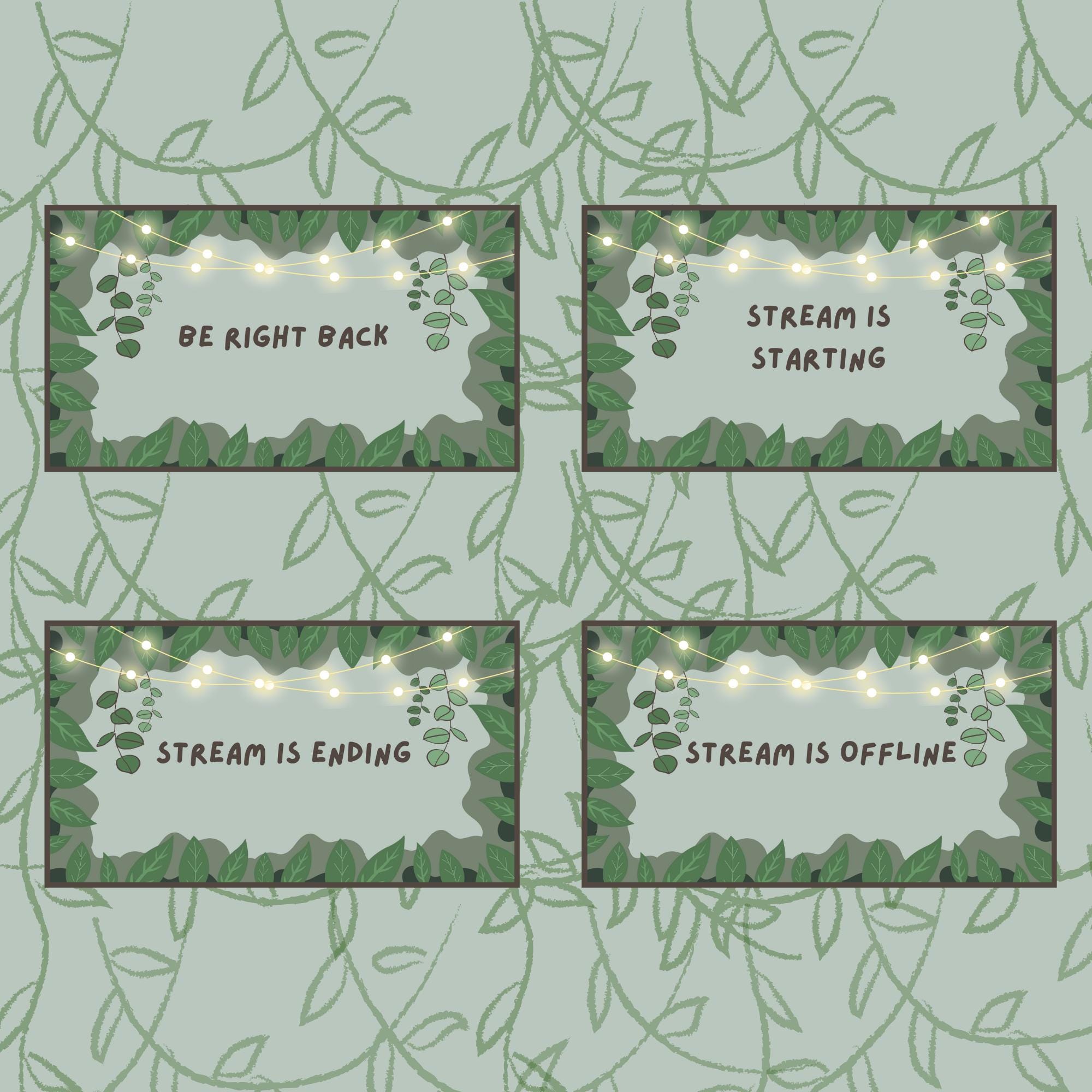 Twitch Simple 4x Animated Stream Scenes: "green Ivy" ~ Starting, Brb ...