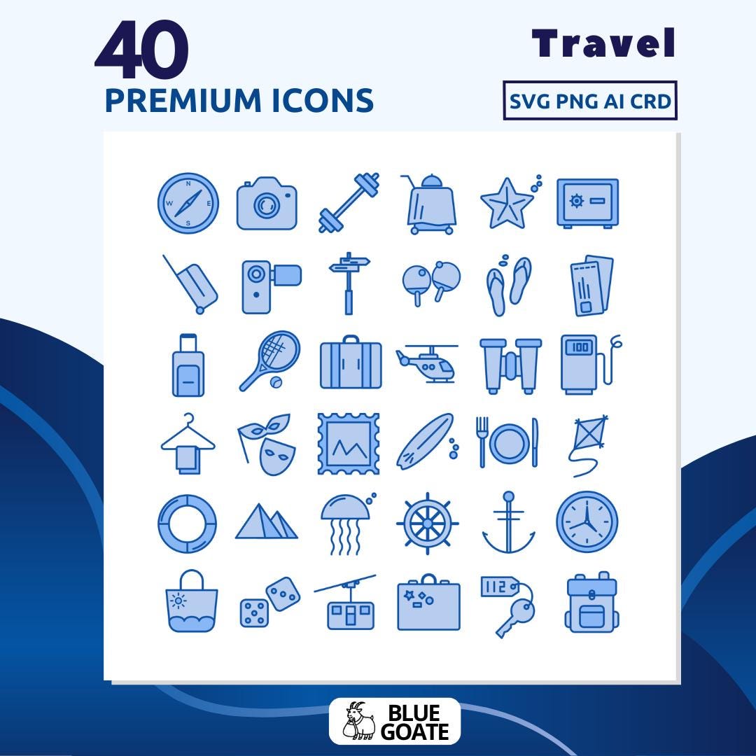 Travel Icons Clipart Set - Vacation Icons SVG. Vector Cut File for ...