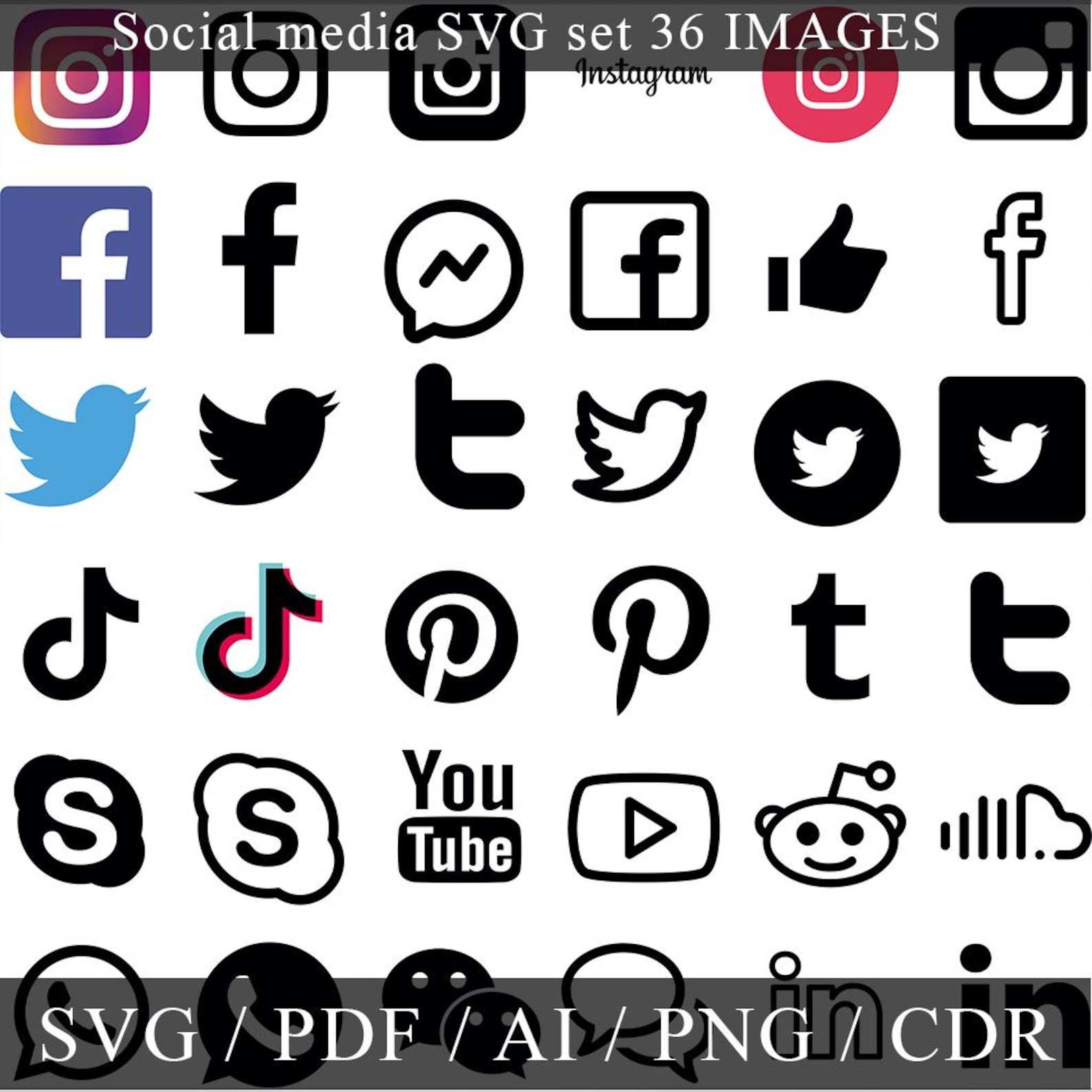 Social Media Transparent Icons Bundle SVG. 37 Icon Logos, Facebook ...