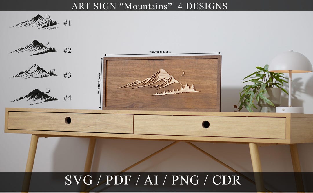 Landscapes Line Art Signs - 4 Designs - Glowforge and Lightburn Tested ...