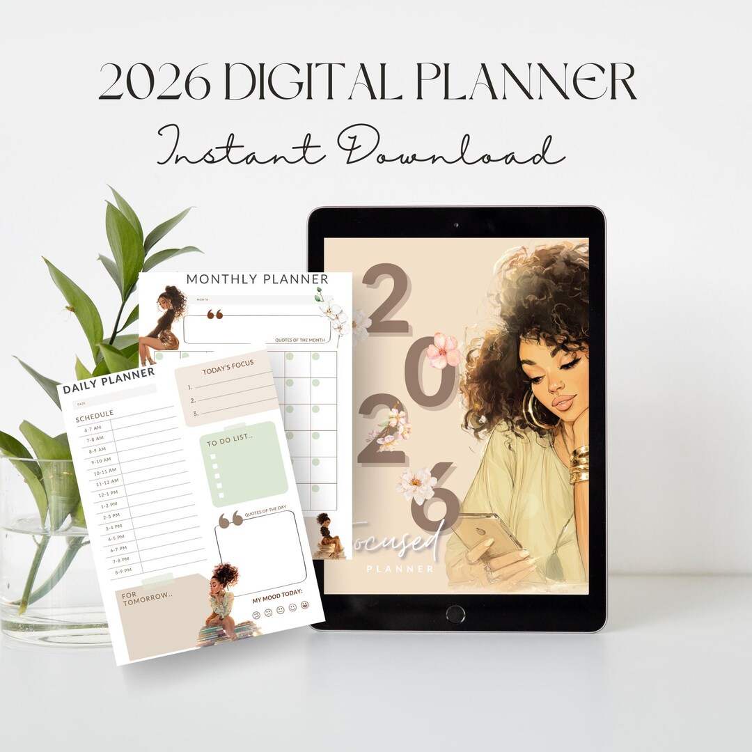 Black Women Digital Planner Inserts 2026, Digital Planner Bundle, iPad ...