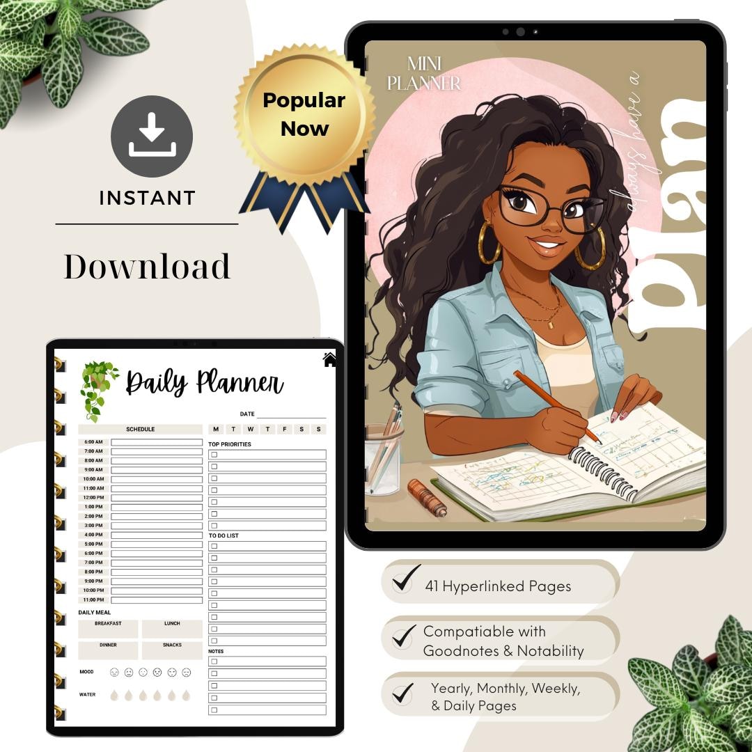 Mini Digital Planner for Black Women 2025-black Girl Digital Planner ...
