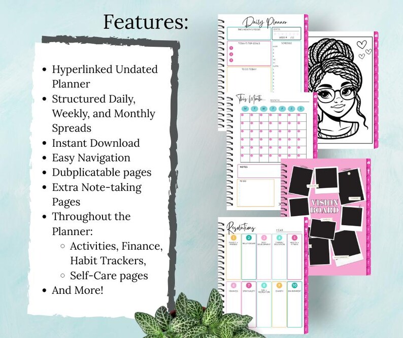 2026 Black Girl Digital Planner, Goal Setting, Goodnotes, iPad (digital ...