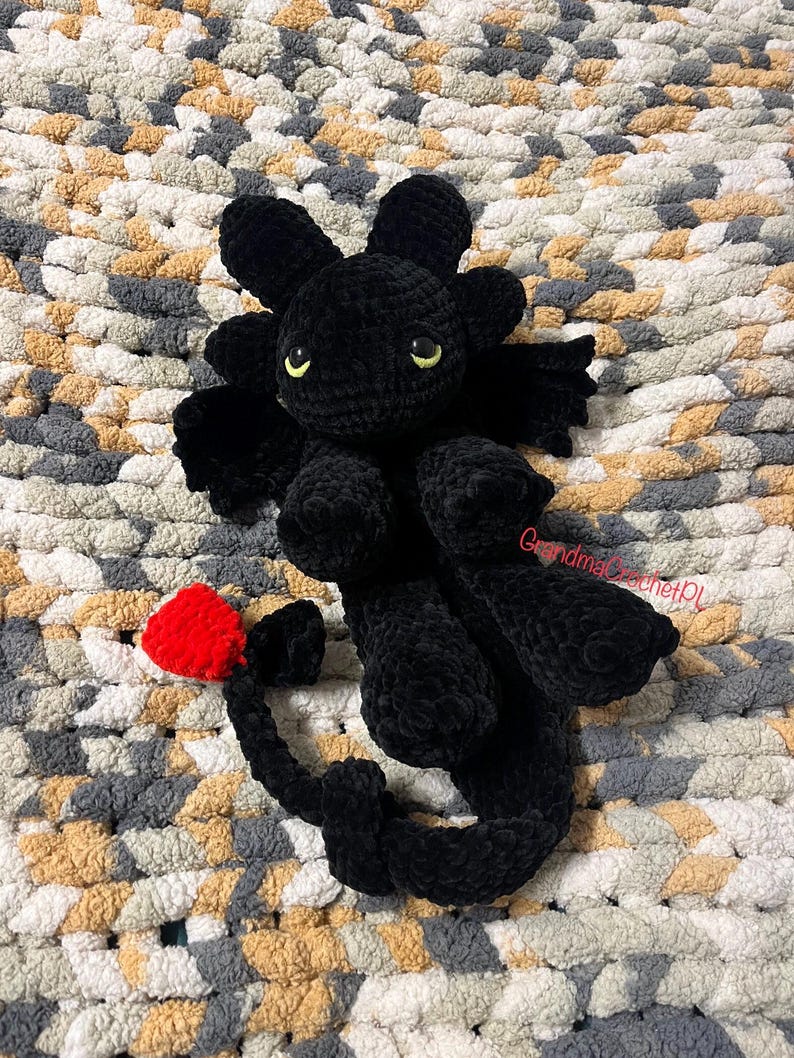 BIG DRAGON Snuggler Physical Crochet Plushie Soft and Cute Fantasy ...