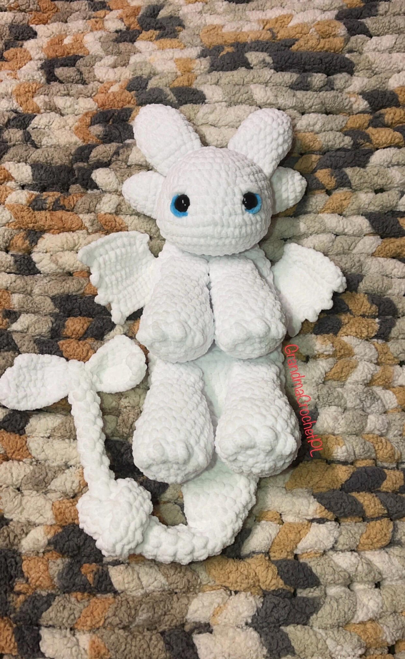 BIG DRAGON Snuggler Physical Crochet Plushie Soft and Cute Fantasy ...