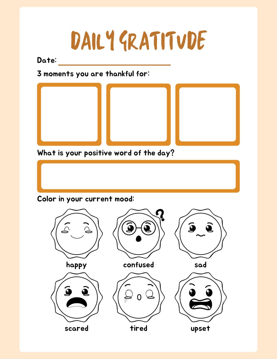 Gratitude Journal for Kids- Printable Pdf - Etsy