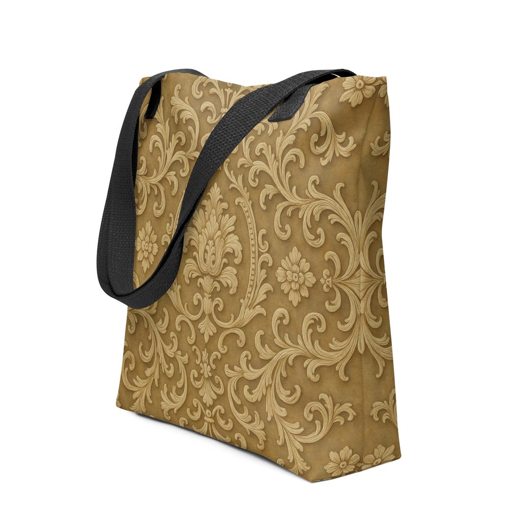 Baroque Damask Tote Bag in Elegant Gold - Etsy
