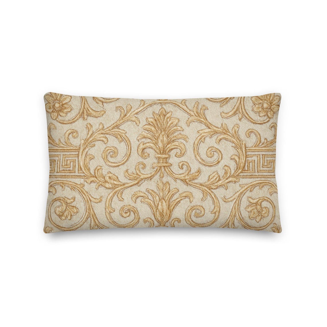 Ornate Gold Lumbar Pillow, Baroque Style, Vintage Luxury Decor, Greco ...