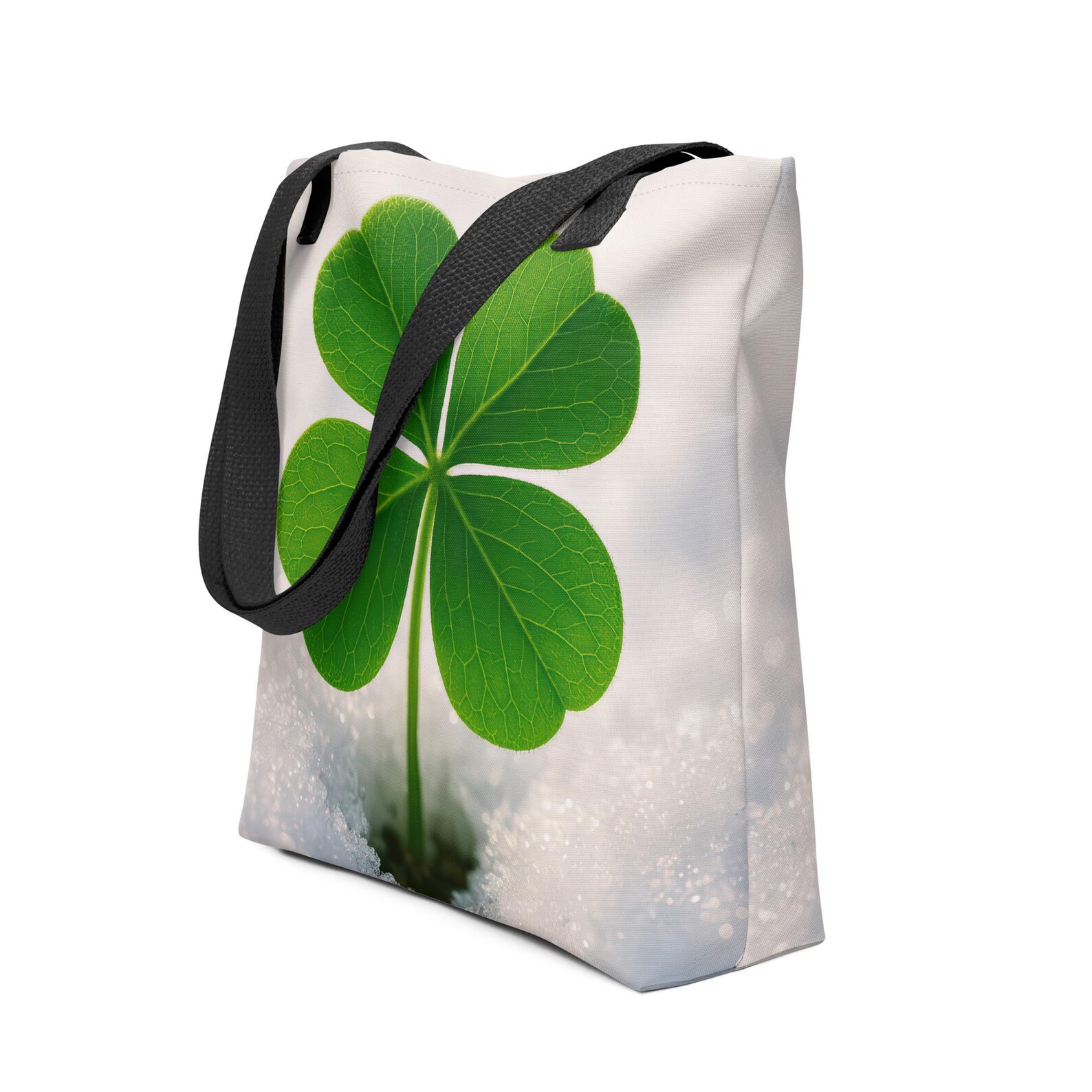 Lucky Clover Tote Bag – Four-leaf Design Emerging From Snow - Etsy